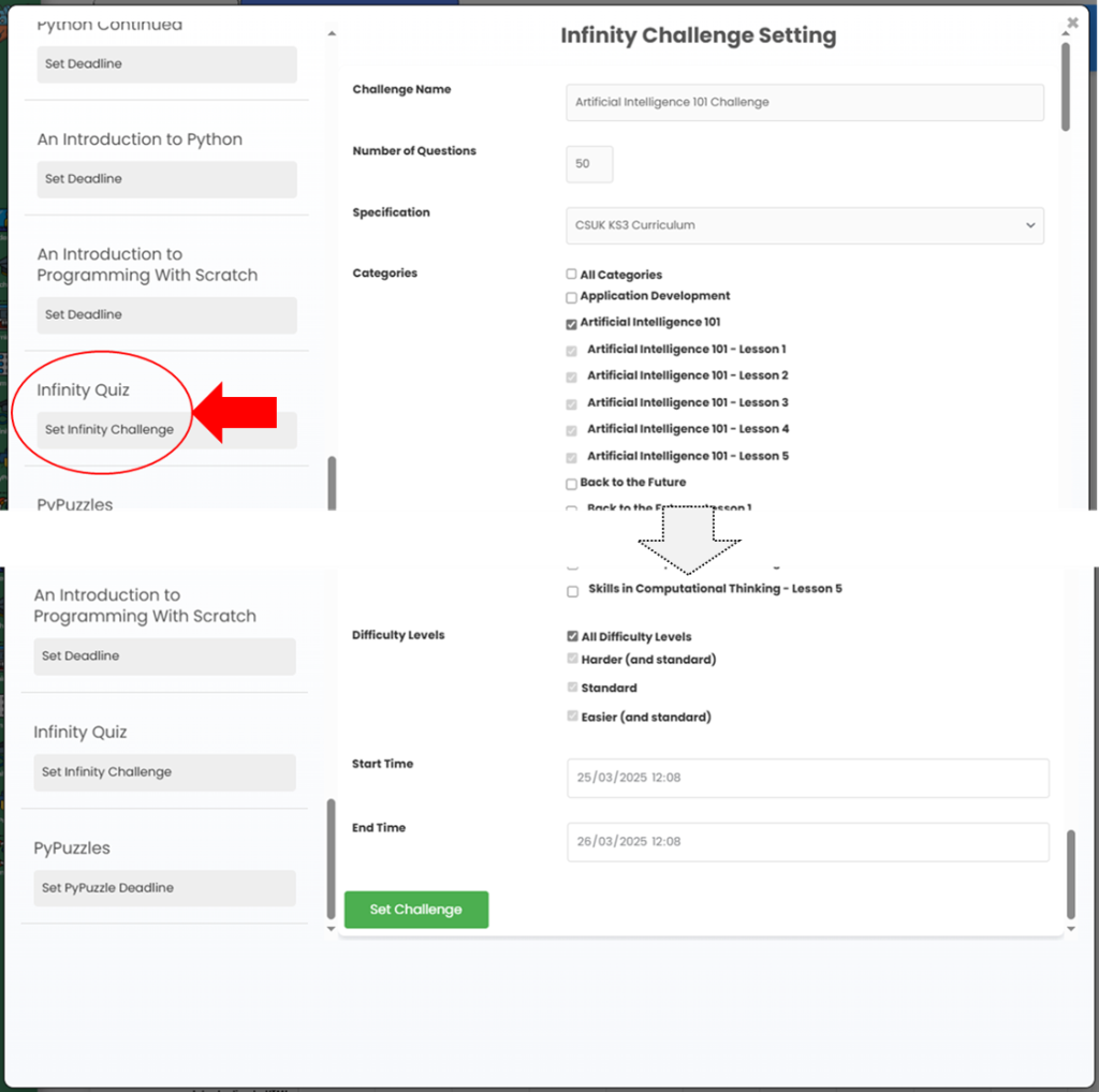 Setting and Scheduling Infinity Quiz Challenges – CSUK:Academy